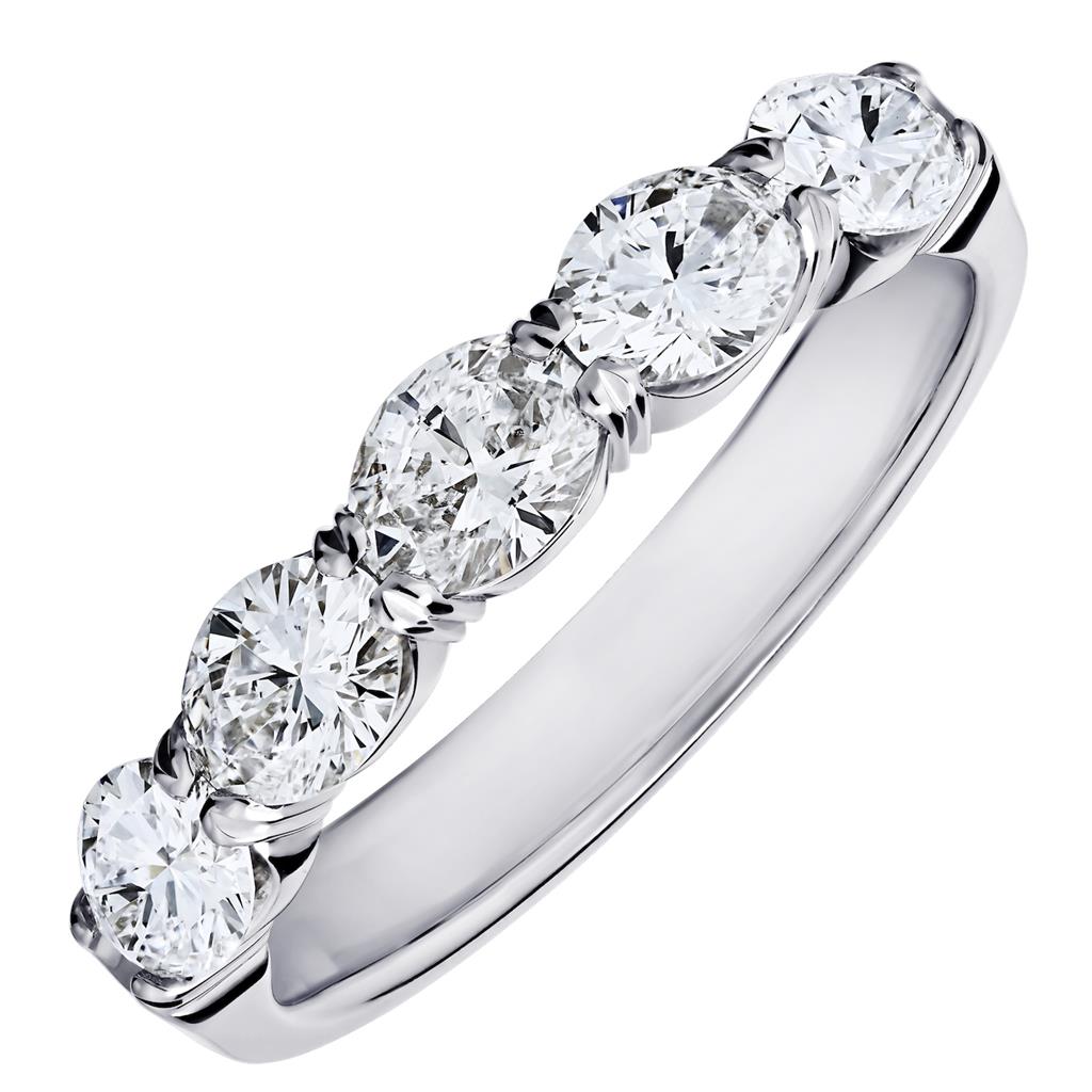 CW Signature 18K White 5 Stone Oval Diamond Band R01612 – Christopher ...